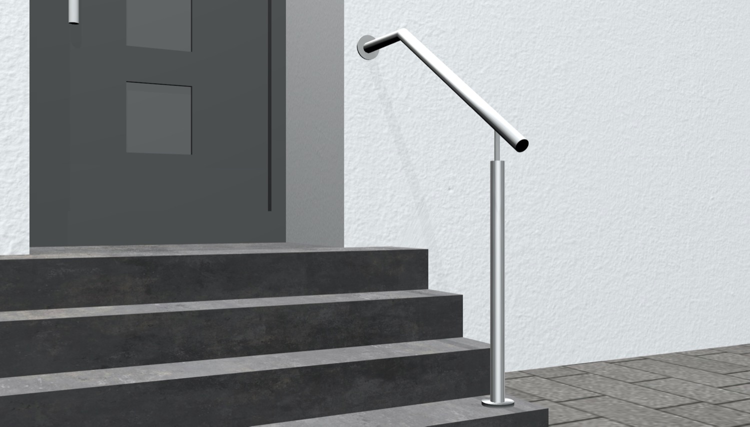 Roestvrijstalen trapleuning met pin Wandtrap | Metallbau Onlineshop