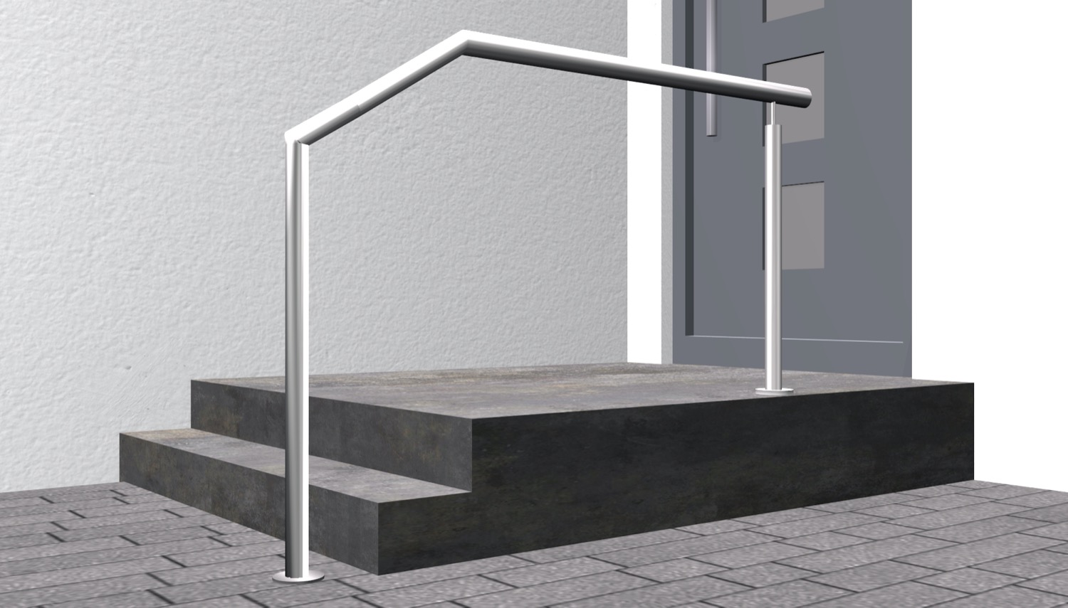 Trapleuning roestvrij staal vrijstaande haakse pin CL | metaalbouw-shop.nl